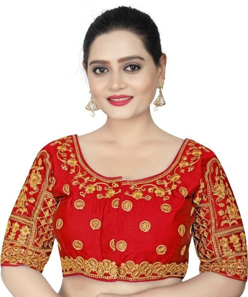Buy Jay Pal Women Red Art Silk Round Neck Blouse Online at Best Prices ...