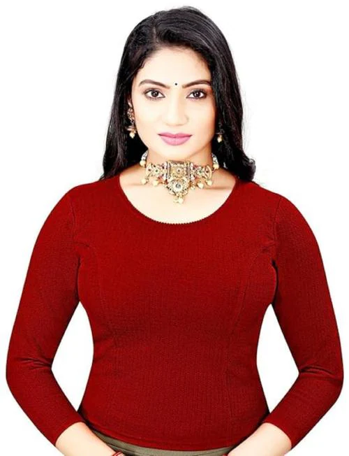 Buy VAGESHWARI Cotton Stretchable Round Neck Full Sleeve Regular Fit Wear Blouses for Women's ...