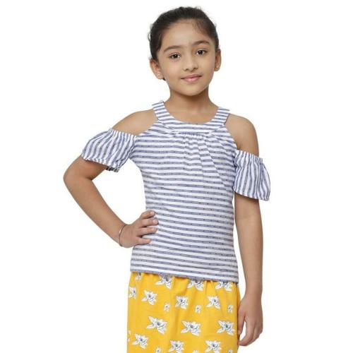 Buy De Moza Girls Navy Blue Woven Design Cotton Top - 2 to 3 Years ...