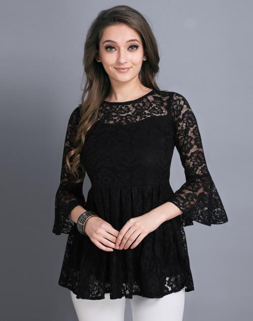 Buy Selvia Women Black Floral Net Top | tops for women | tops | women ...