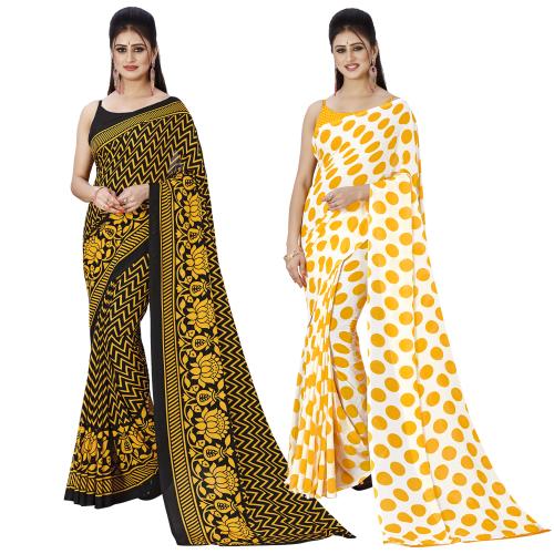 Buy Anand Women Multicolor5 Self Design Pattern Georgette Pack of 2 ...