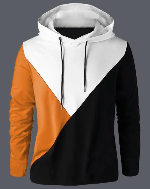 Buy EYEBOGLER Men's Hooded Neck Full Sleeves Colourblocked Orange T-Shirt Online at Best Prices ...