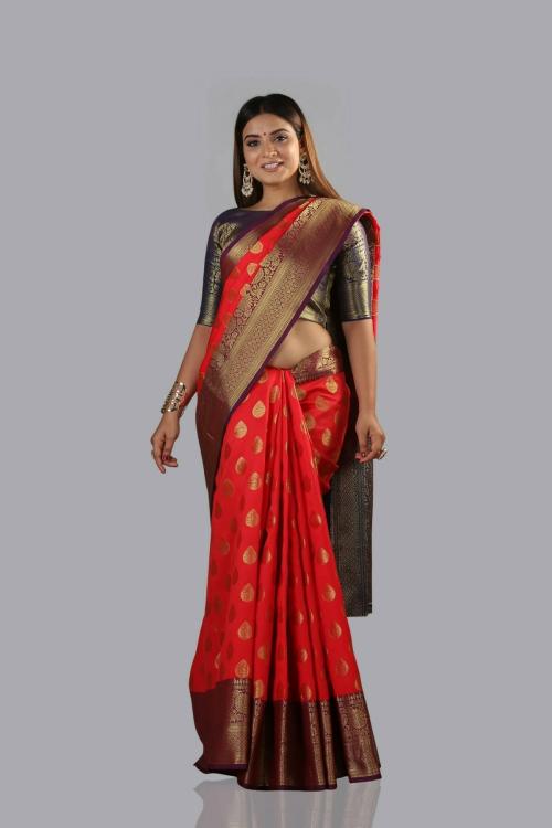 Buy Bandhani Hub Women Red Woven Silk Blend Saree Online at Best Prices in India - JioMart.