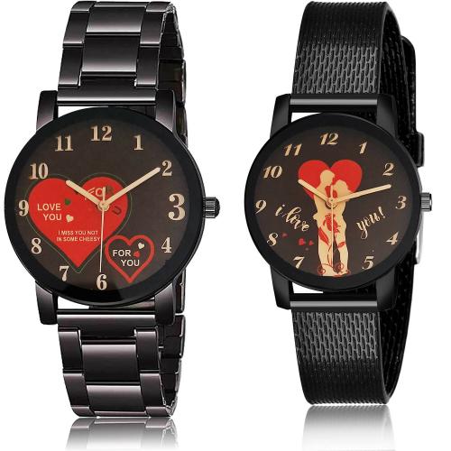 Buy NEUTRON Contemporary Chronograph I Love You Valentine Chain And I Love You Black Colour ...