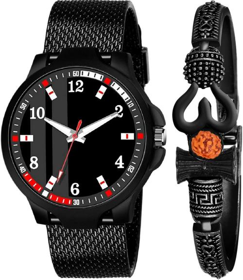 Buy CRAB Analog Black Watch And Bracelet Combo Men and Boys (JEW_52_K ...