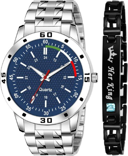 Buy CRAB Analog Blue Watch And Bracelet Combo Men and Boys (JEW_60_K_24 ...