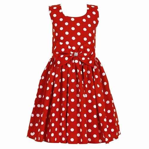 Buy Naz Mannat Fashion Girls Red Polka Dots Polyester A-Line Frock ...