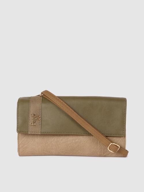 Buy Baggit Women Beige and Olive Green Synthetic Leather Two Fold ...