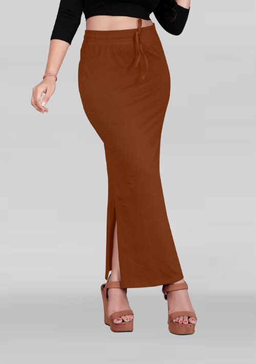 Buy SANMATI CREATION Women Rust Solid Cotton Single Saree Shapewear ...