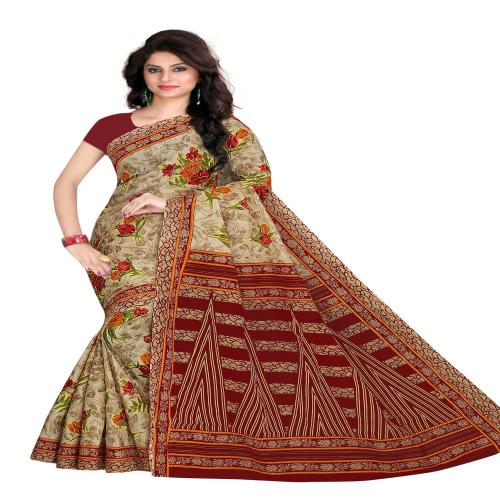 Buy Tamaira Fashion Beige Pure Cotton Saree for women Online at Best ...