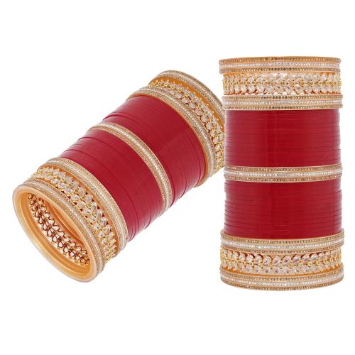 Buy LUCKY JEWELLERY Bridal Wedding punjabi chuda Designer chura Maroon ...