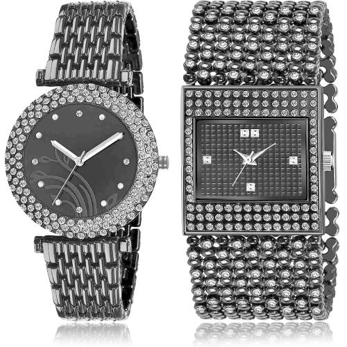 Buy NEUTRON Latest Valentine Chain Bracelet Diamond Black Colour Analog ...