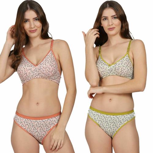 Buy PrivateLifes Women Multicolor1 Printed Cotton Bra & Panty Set For Women Pack Of 2 Online at ...