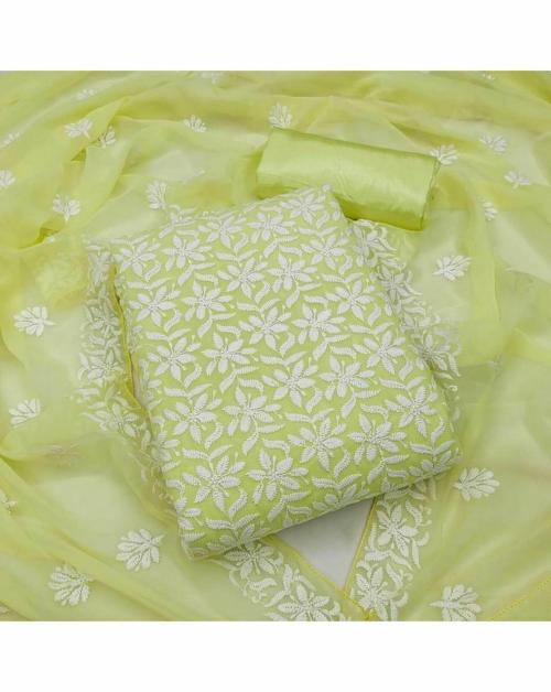 Buy ICCIT FAL Women Green Embroidered Georgette Salwar Suit Material ...