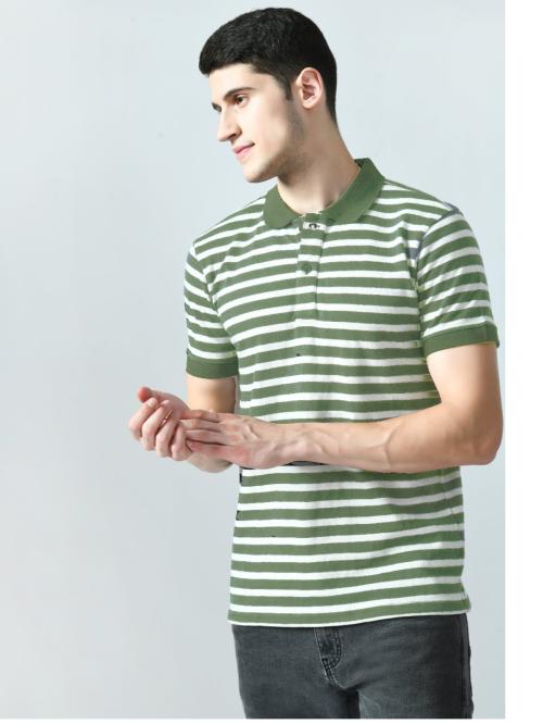 Buy LIGHTGREEN COLLAR STRIPE TSHIRT Online at Best Prices in India ...