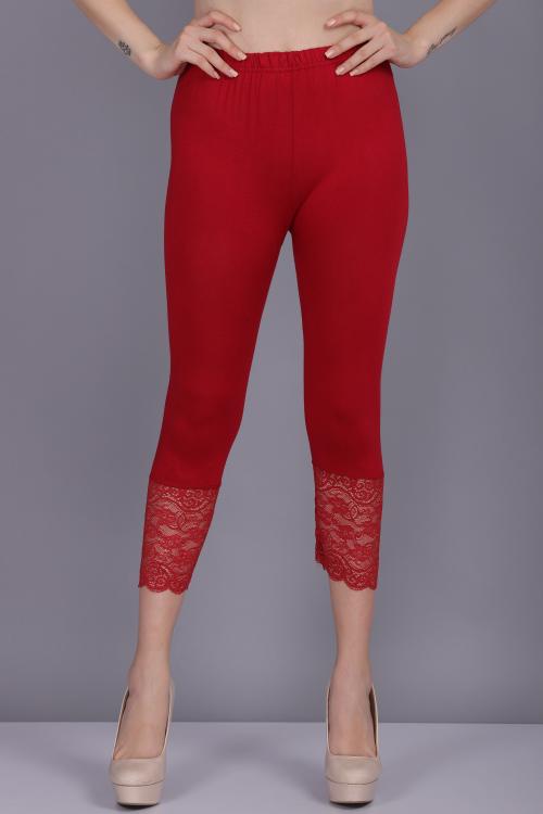 Buy Women Maroon Lace Capri (Pack Of 1) Online at Best Prices in India ...