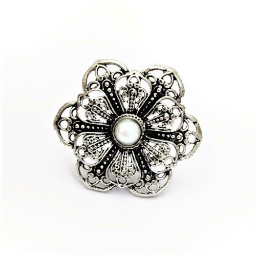 Buy Yash Jewels Emporium Silver-Plated Brass Adjustable Classic Ring ...