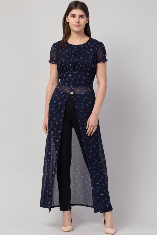 Buy Lilyn women A-line dark blue dress Online at Best Prices in India ...