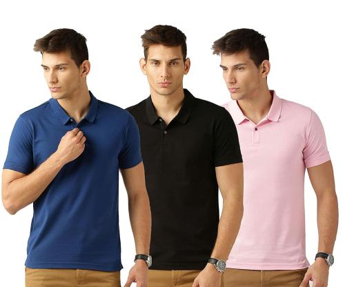Buy Fastoche Men Multicolor Cotton Blend Polo Tshirt (Pack Of 3) Online ...