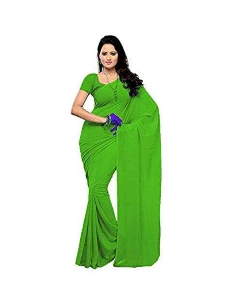 Buy XFY Women Green Solid Georgette Saree with Blouse Piece Online at Best Prices in India ...