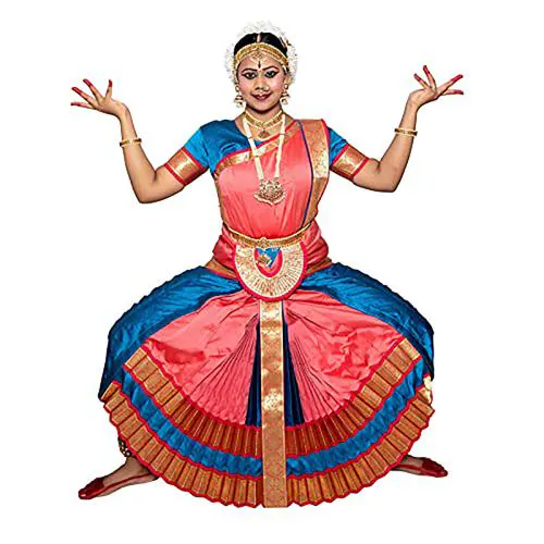 Buy Shri Kalaivani Costumes Women Azure Blue and Pink Raw Silk ...