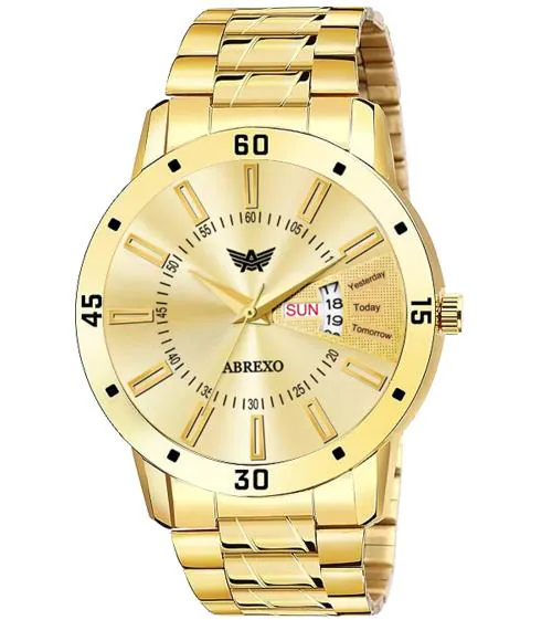 Buy ABREXO, Abx1221-Black Day & Date Working Quartz Mechanism Gold ...