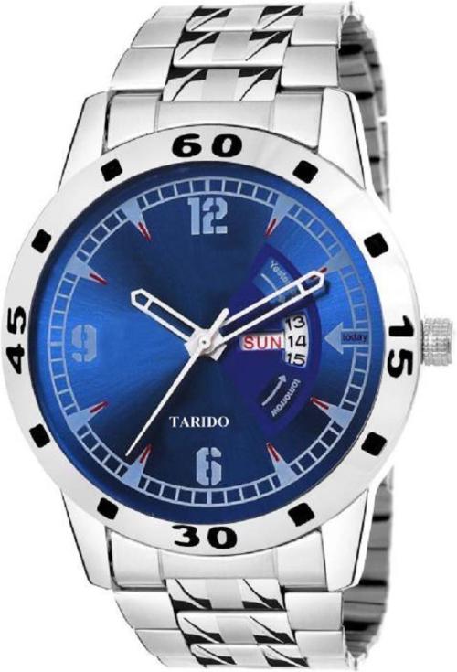 Buy Tarido Analog-Digital Blue Dial Silver Strap Watch For Men Online ...