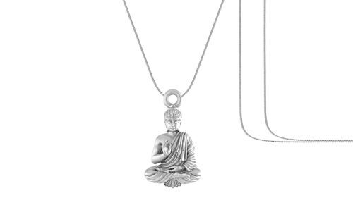 Buy Akshat Sapphire Pure Silver Spiritual God Gautam Buddha Pendant ...