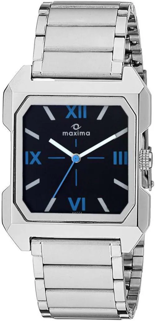 Buy Maxima Analog Black Dial Silver Strap Watch For Men (22772CMGI ...