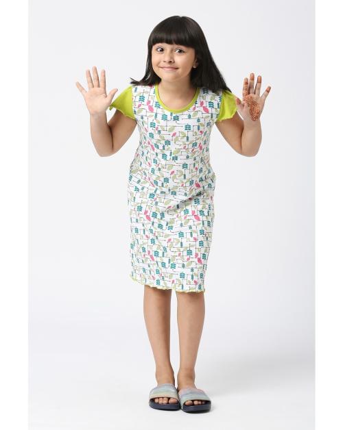 Buy SINI MINI Girls Cap Sleeve Dress With Allover Printing (Pack of one ...