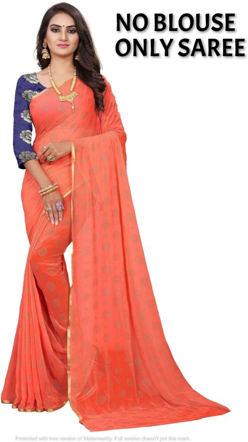 Buy Febo Fashion Women Peach Embellished Chiffon Single Saree Online at ...