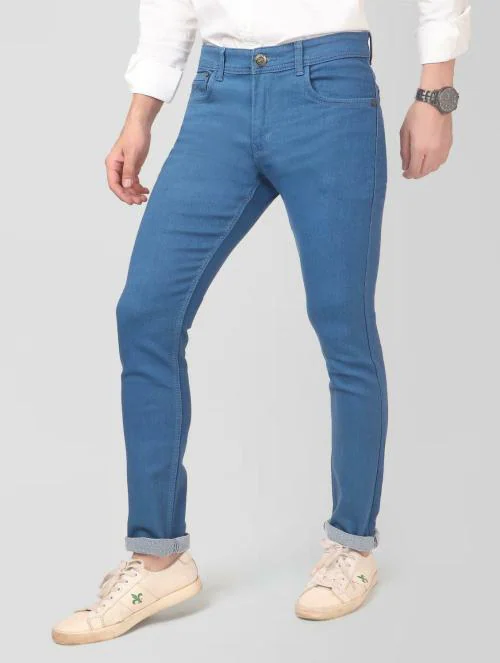 Buy TCI TRUE COLORS OF INDIA Regular Men Blue Stretchable Jeans ...