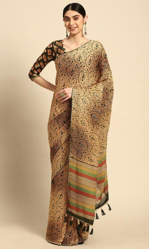 Buy Rekha Maniyar Women's Sprey Discharge Printed With Zari Touching ...