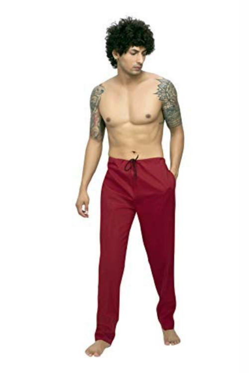 Buy TATWAM Men Cotton Pyjama with Draw String Without Elastic Red XL ...