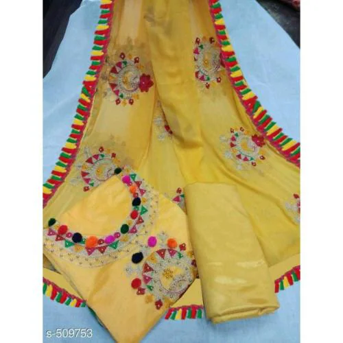 Buy GURHAL Embroidered Cotton Unstitched Dress Material Yellow Online ...