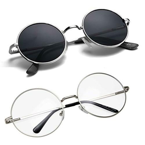 Buy Phenomenal Round Unisex Sunglasses (Black, Clear) (Men & Women ...