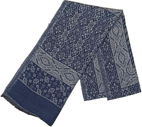 Buy V Vrinde Men Dark Blue Self Design Pure Wool Muffler Online at Best ...