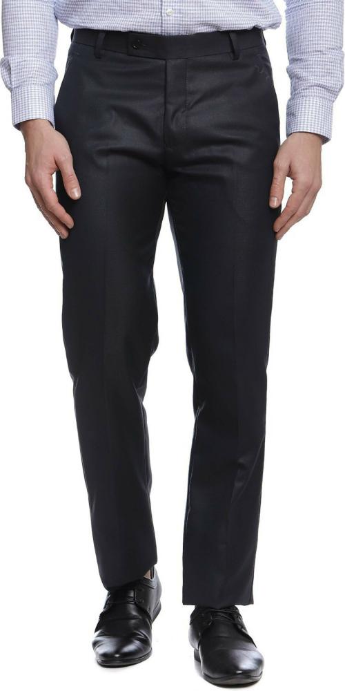 Buy Tahvo Men Grey Self Design Cotton Blend Trousers (30) Online at ...