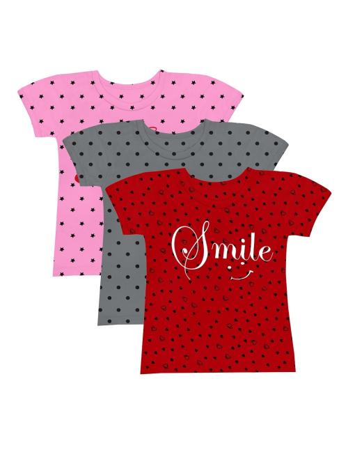 Buy fasla Girl's Printed T-Shirt Pack of 3 Online at Best Prices in ...