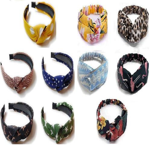 DIAN Assorted Pack of 10 Printed Hair Bands & Elastic Head band, Yoga ...