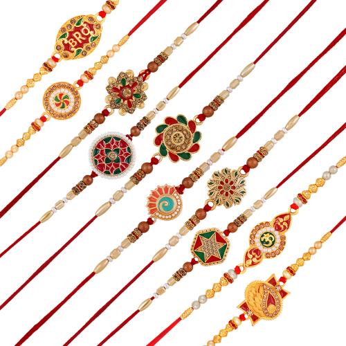 Buy Stefan Combo of 10 Beautiful Traditional Colorful Rakhis for ...