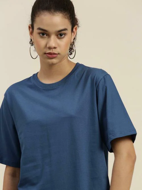 Buy Dillinger Blue Solid Oversized T-Shirt Online at Best Prices in ...