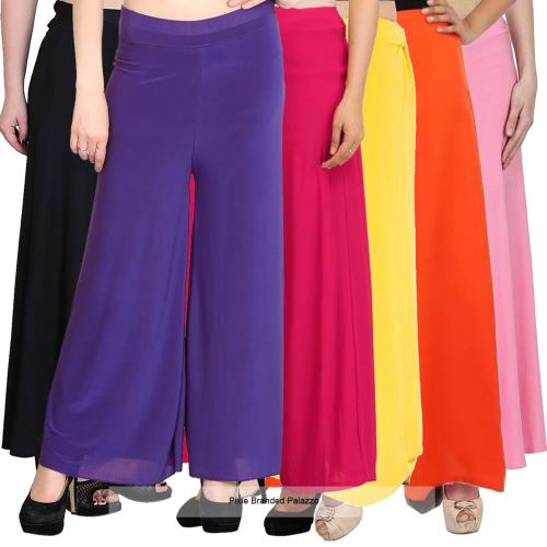 Buy Pixie Lycra Straight Fit Palazzo for Women / Girls Combo (Pack of 6 ...