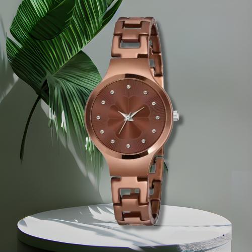 Buy Varni Retail Diamond Flower Dial Brown Metal Wathces For Woman ...