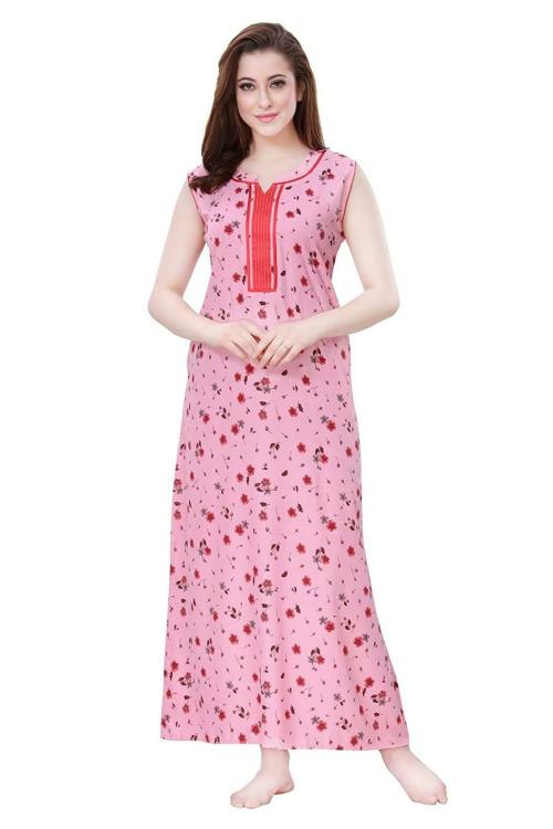 Buy PIU Women's Cotton Floral Maxi Nighty (HM1347L_Pink_L) Online at ...
