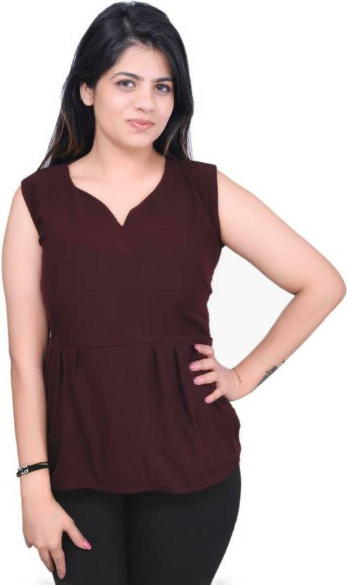 Buy Fikroo Girls Maroon Solid Chiffon Tunic Top 12 - 13 Years Online at ...