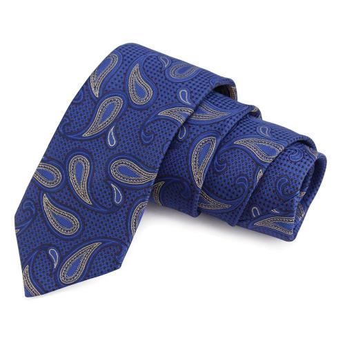 Buy Peluche Smashing Blue & Off White Colored Microfiber Necktie For ...