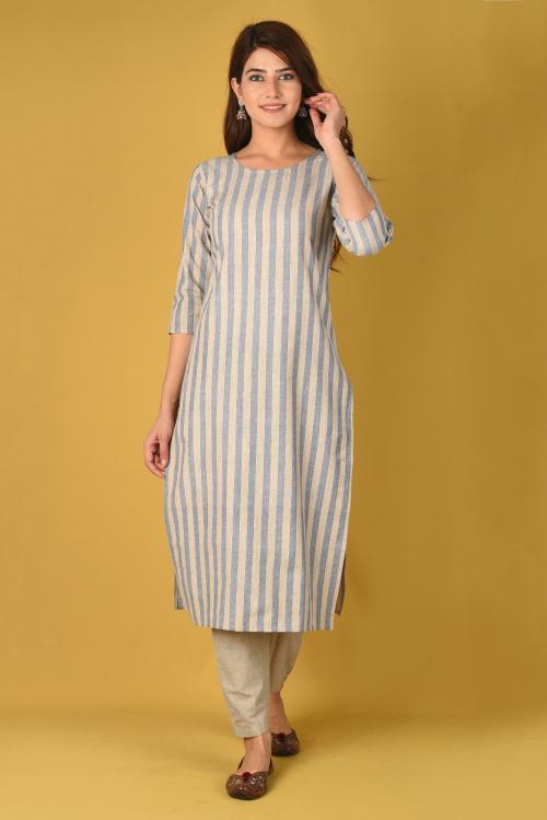 Buy JAYKA Women Grey Striped Rayon Kurta Suit set Online at Best Prices ...