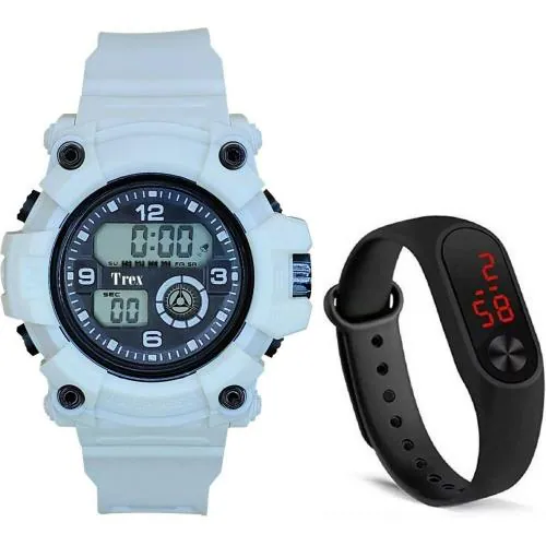 Buy Trex Chronograph Digital Watch Black Dial White Strap for Boys and ...