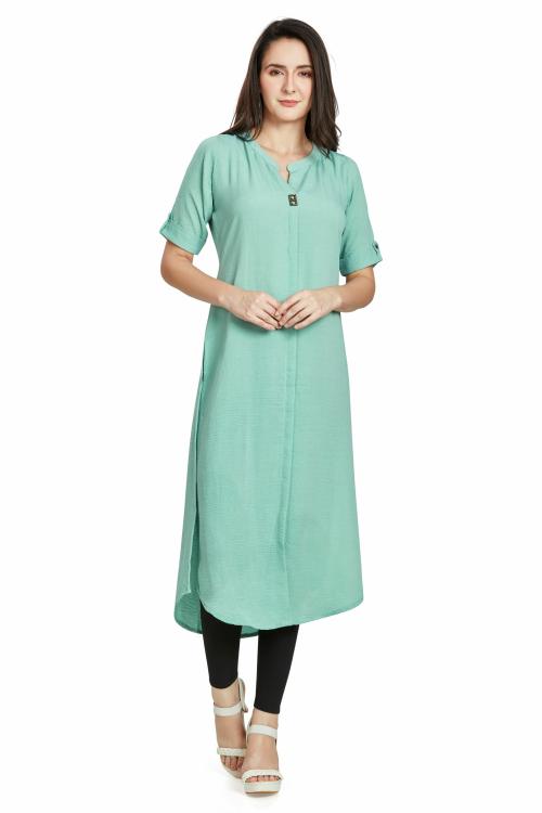 Buy nioni Woman’s Straight Fashionable Round Neck kurta with folded ...